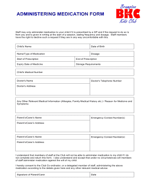 Administering Medication Form - Fill Online, Printable, Fillable, Blank ...