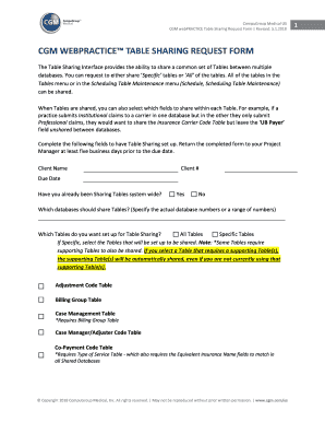 Fillable Online CGM webPRACTICE Table Sharing Request Form Revised: 5 ...