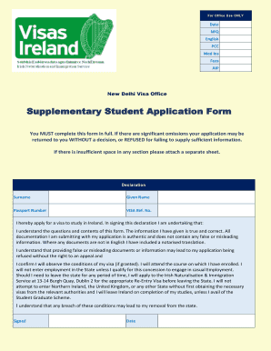 Fillable Online Supplementary Student Application Form Fax Email Print ...