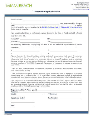 Fillable Online Threshold Inspector Form - miamibeachfl.gov Fax Email ...