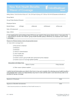 Fillable Online Addition/Termination Change Form X - Oxford Health ...