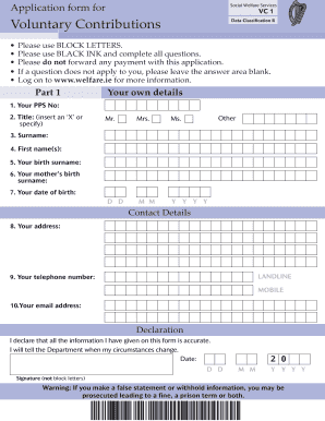 Fillable Online VC 1 - Welfare.ie Fax Email Print - pdfFiller