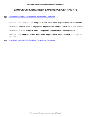 Fillable Online Sample Civil Engineer Experience Certificate. Sample ...