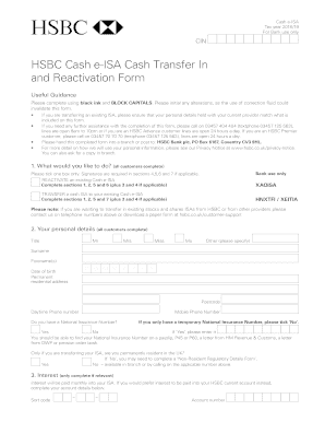 Fillable Online HSBC Cash e-ISA Fax Email Print - pdfFiller