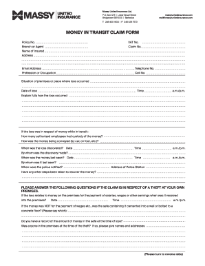 Fillable Online MASSY UnitedMoney in Transit Claim Form 8.5x11 (2 SIDED ...