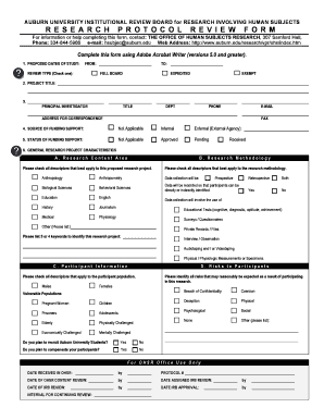 Fillable Online IRB RESEARCH PROTOCOL REVIEW FORM v 102003 Fax Email Print - pdfFiller