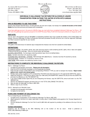Fillable Online www ksrevenue ABC-205 Individual 's Gallonage Tax ...