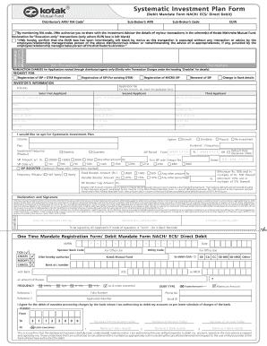 Kotak Sip Form - Fill Online, Printable, Fillable, Blank | pdfFiller