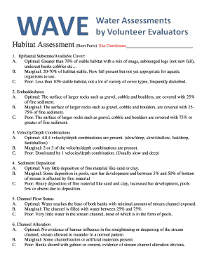 Fillable Online WAVE Habitat Assessment Form. WAVE Habitat Assessment ...
