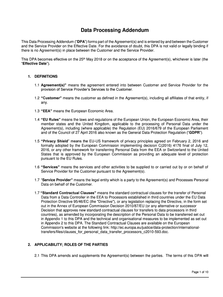 Fillable Online Data Processing Addendum - kayako.com Fax Email Print ...