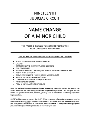 Fillable Online Packet Cover - Minor Name Change Fax Email Print ...