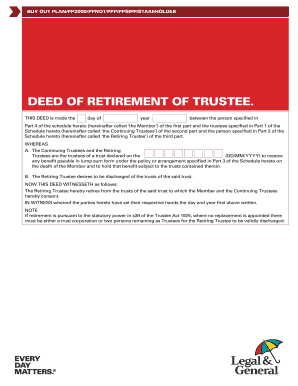 Fillable Online Deed of Retirement of Trustee - Legal & General Fax ...
