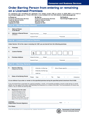 Fillable Online Order Barring Person Fax Email Print - pdfFiller