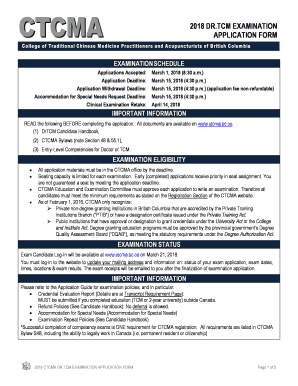 Fillable Online 2018 dr.tcm examination application form - CTCMA Fax ...