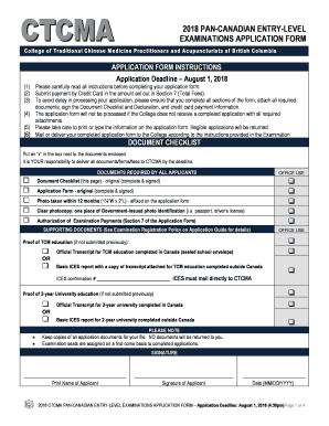 Fillable Online 2018 pan-canadian entry-level examinations application ...