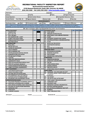 Fillable Online RECREATIONAL FACILITY INSPECTION REPORT Fax Email Print ...