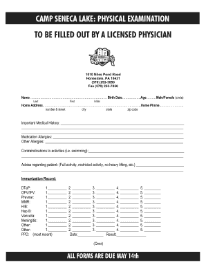 Fillable Online medical form camper doctorLayout 1 - Camp Seneca Lake ...