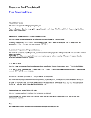 Fillable Online Fingerprint Card Template Fax Email Print - pdfFiller