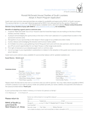 Fillable Online Download the Adopt-A-Room Application Form - Ronald McDonald ... Fax Email Print ...