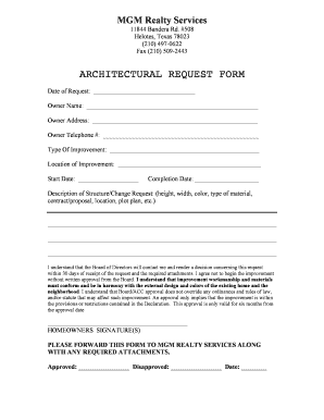 Fillable Online architectural request form - MGM Realty Services Fax ...
