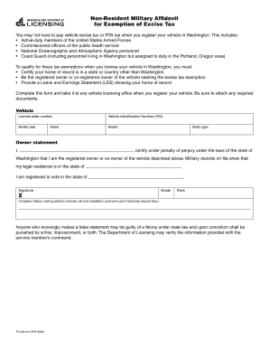 Fillable Online Non-Resident Military Affidavit Fax Email Print - pdfFiller