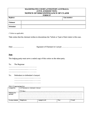 Fillable Online notice of discontinuance Fax Email Print - pdfFiller
