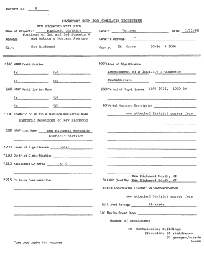 Fillable Online Record No. INVENTORY FORM FOR NOMINATED PROPERTIES ...