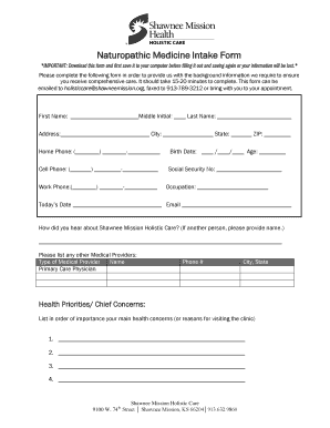 Fillable Online Naturopathic Medicine Intake Form Fax Email Print ...