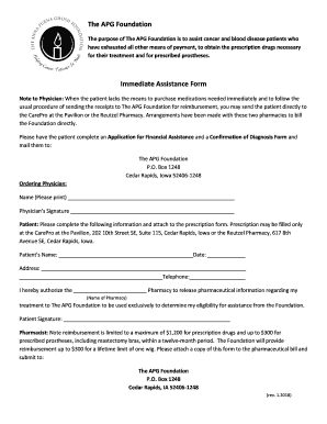 Fillable Online The APG Foundation Immediate Assistance Form Fax Email ...