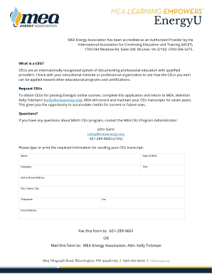 Fillable Online request CEU transcripts Fax Email Print - pdfFiller