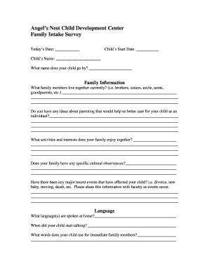 Fillable Online Family Intake Survey Fax Email Print - pdfFiller