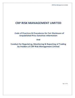 Fillable Online CRP RISK MANAGEMENT LIMITED Code of Practices ... Fax ...