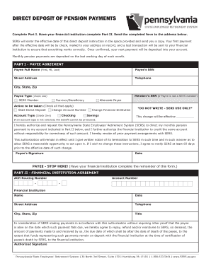 Fillable Online DIRECT DEPOSIT OF PENSION PAYMENTS Fax Email Print ...