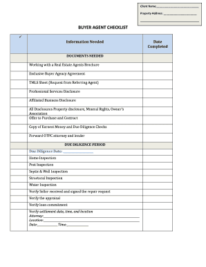 Fillable Online buyer agent checklist - Transaction Genie Fax Email ...
