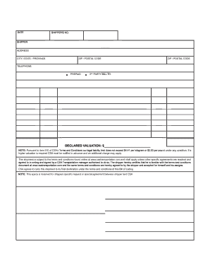 Fillable Online BILL OF LADING (NON NEGOTIABLE) Fax Email Print - pdfFiller