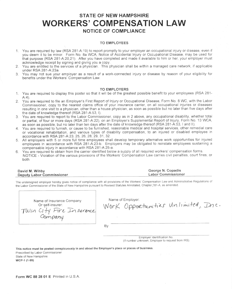 Fillable Online NH Workplace Posters Fax Email Print - pdfFiller