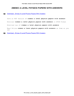 Fillable Online Zimsec A Level Physics Papers With Answers. Zimsec A ...