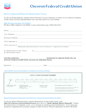 Fillable Online Direct Deposit/Payroll Deduction Form - Chevron Federal ...