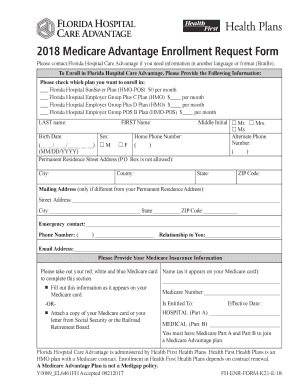 Fillable Online 2018 Medicare Advantage Enrollment Request Form Fax Email Print - pdfFiller