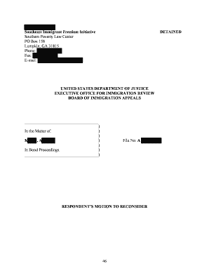 Fillable Online Sample BIA Motion to Reconsider - clinic Fax Email ...