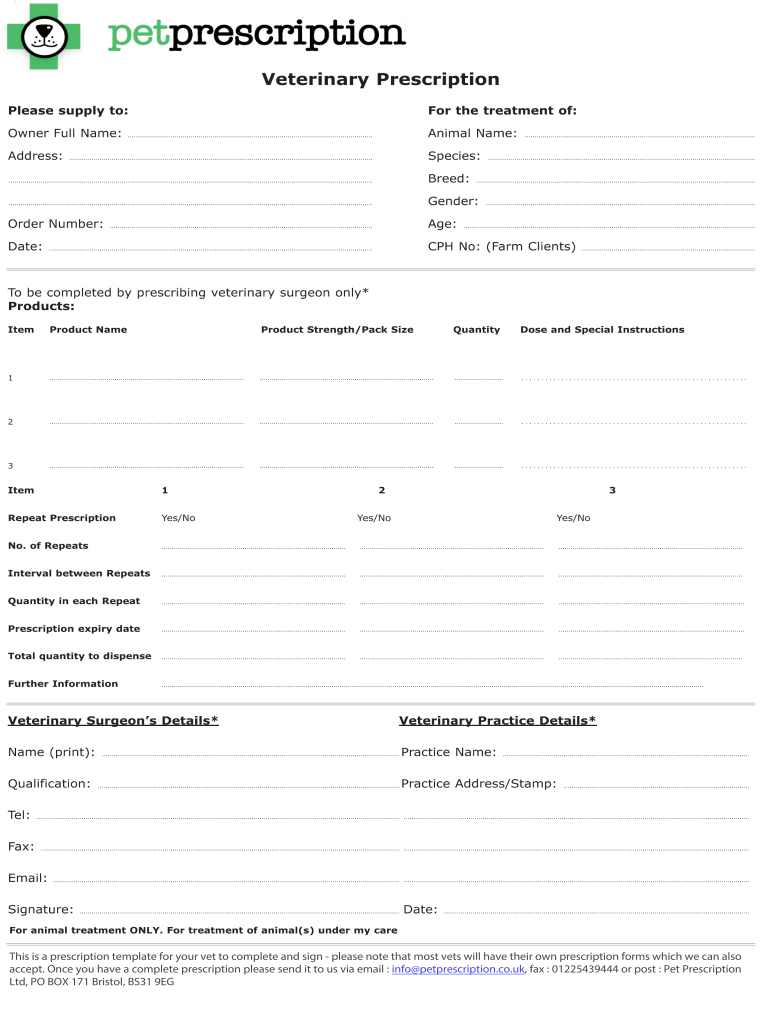 Printable Vet Forms