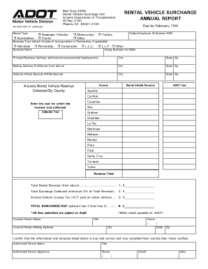 Fillable Online Rental Vehicle Surcharge Annual Report - ADOT Fax Email ...
