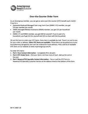 Fillable Online Over-the-Counter Order Form. Over-the-Counter Order ...