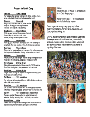 Fillable Online Information Sheet for Family Scouting Experience Fax Email Print - pdfFiller