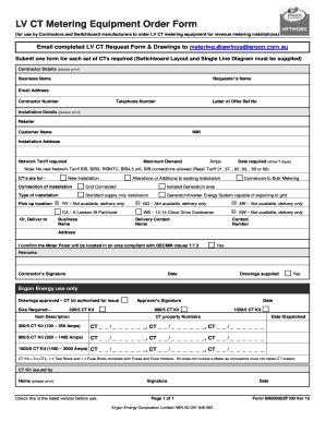 Fillable Online LV CT Metering Equipment Order Form Fax Email Print ...