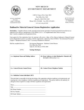 Fillable Online Radioactive Material General License Registration ...