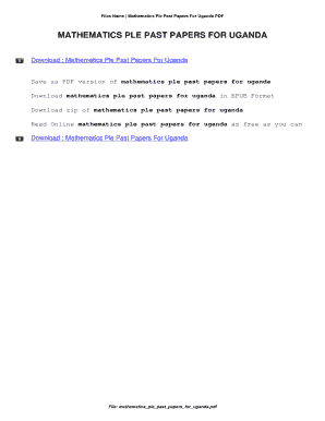 Fillable Online Mathematics Ple Past Papers For Uganda. Mathematics Ple ...