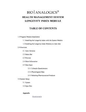 Fillable Online Longevity Index Module. Health Management System Fax ...