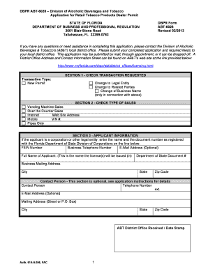 Fillable Online 1 DBPR ABT-6028 Division of Alcoholic Beverages and ...