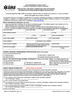 Fillable Online FIREFIGHTER, FIRE SAFETY INSPECTOR, AND / OR HAZARD Fax ...